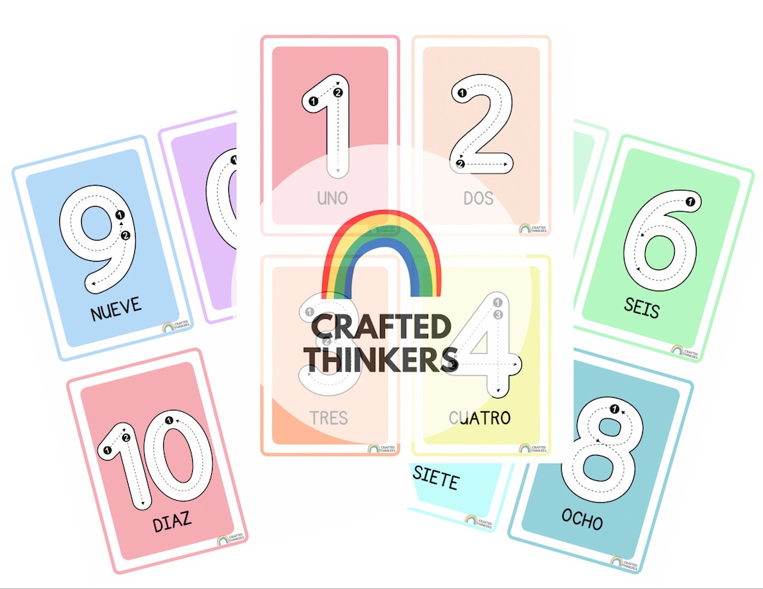 Spanish Number Flash Cards, Digital Download, Printable, Decor, Color ...