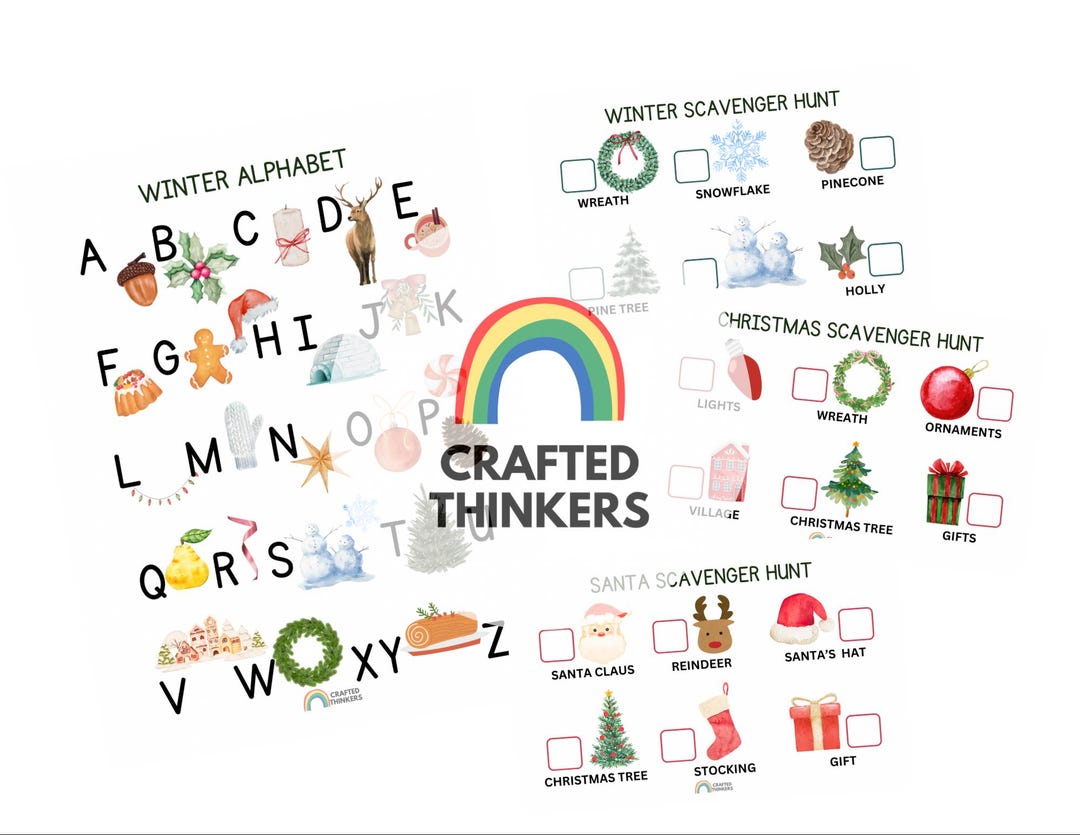 Winter Bundle, Alphabet Poster, Scavenger Hunt, Digital, Printable ...