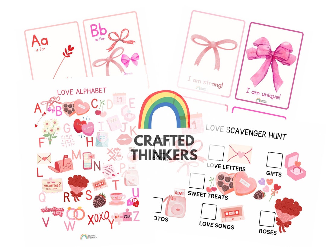Valentines Day Bundle, Alphabet Poster, Flashcards, Scavenger Hunt ...