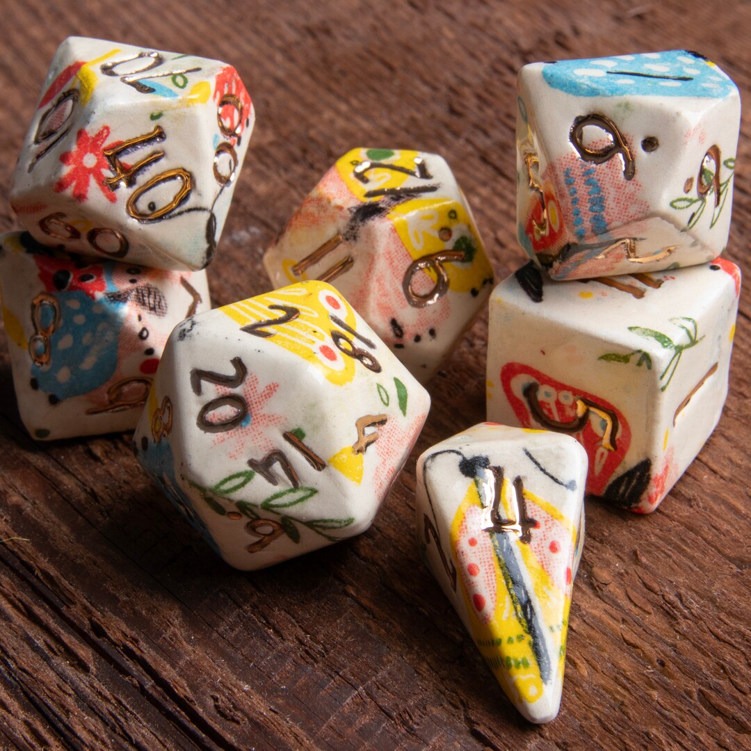 Kintsugi Ceramic Polyhedral Dice (full Set) Bright Moth - Etsy