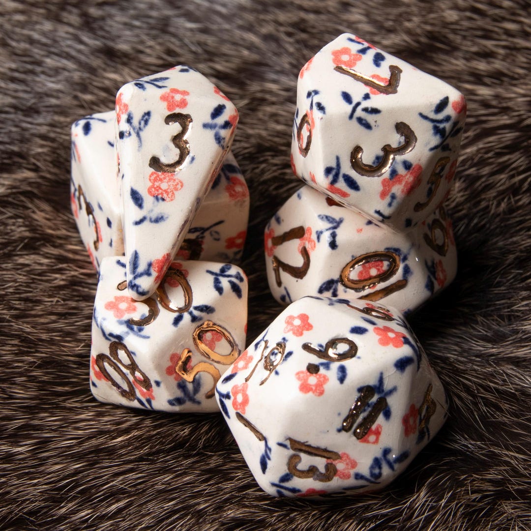 Kintsugi Ceramic Polyhedral Dice full Set Posies - Etsy