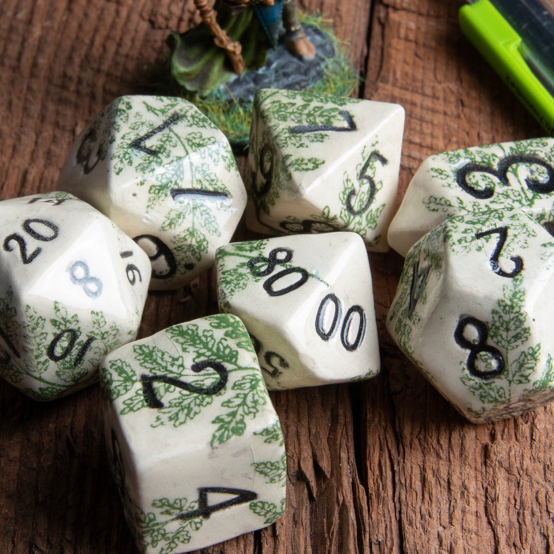 Ceramic Polyhedral Dice full Set Fern - Etsy