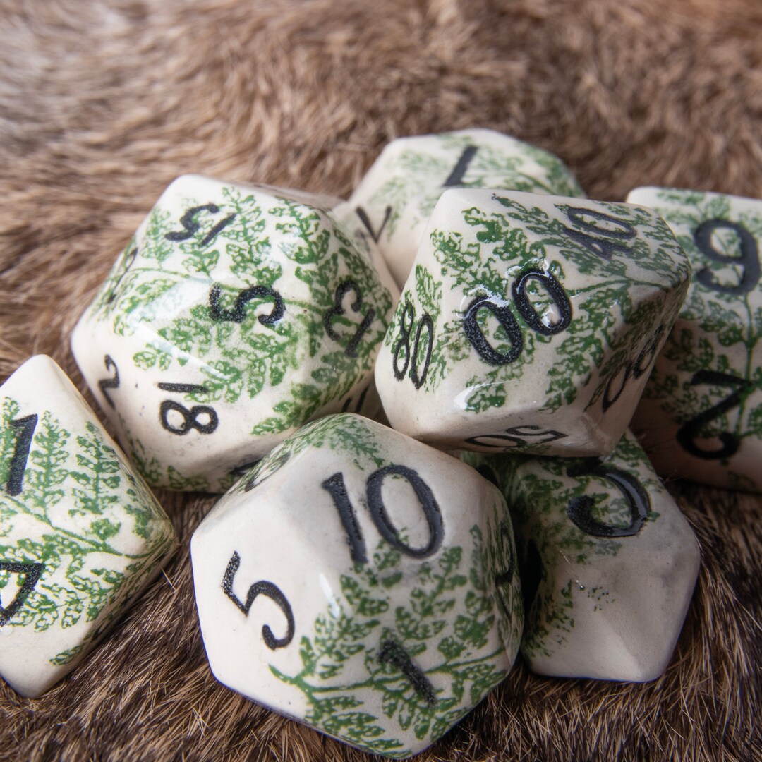 Ceramic Polyhedral Dice full Set Fern - Etsy