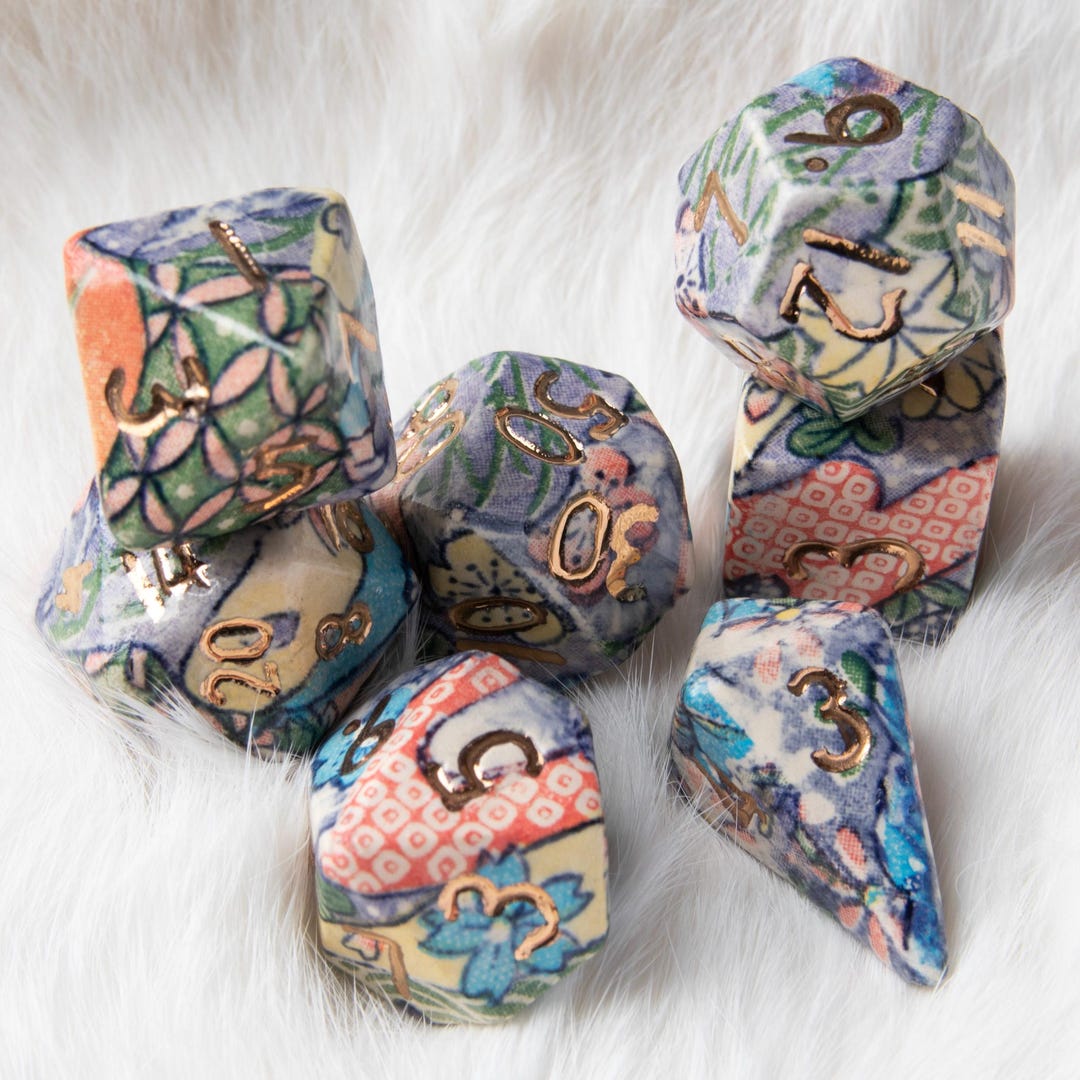 Kintsugi Ceramic Polyhedral Dice full Set Teacup - Etsy