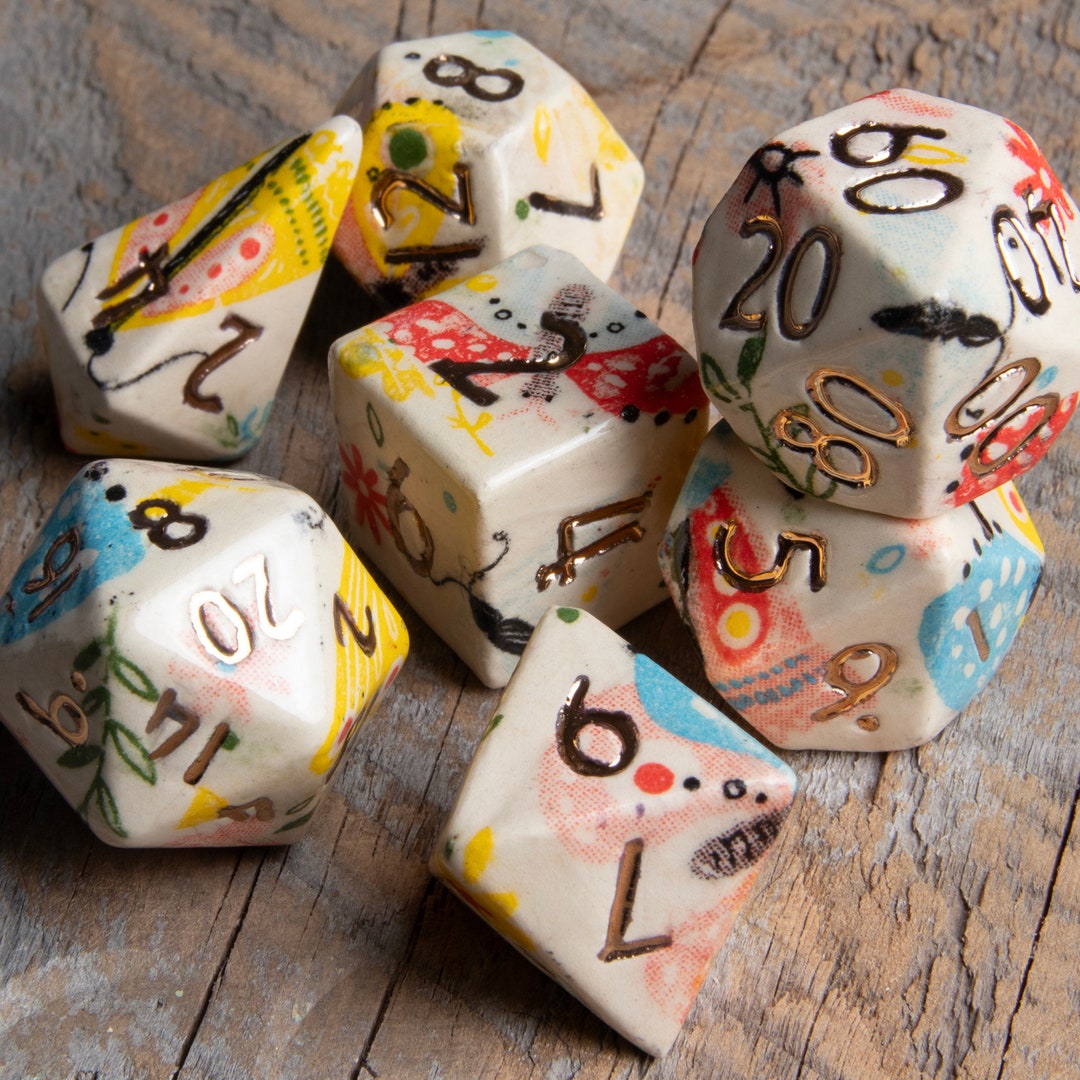 Kintsugi Ceramic Polyhedral Dice full Set Bright Moth - Etsy