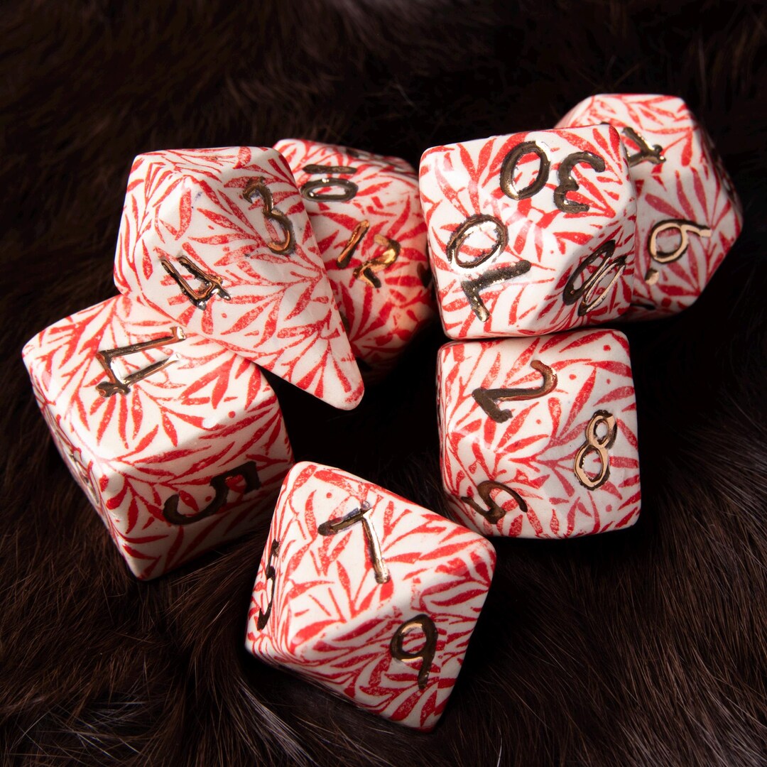 Kintsugi Ceramic Polyhedral Dice full Set Red Reeds - Etsy