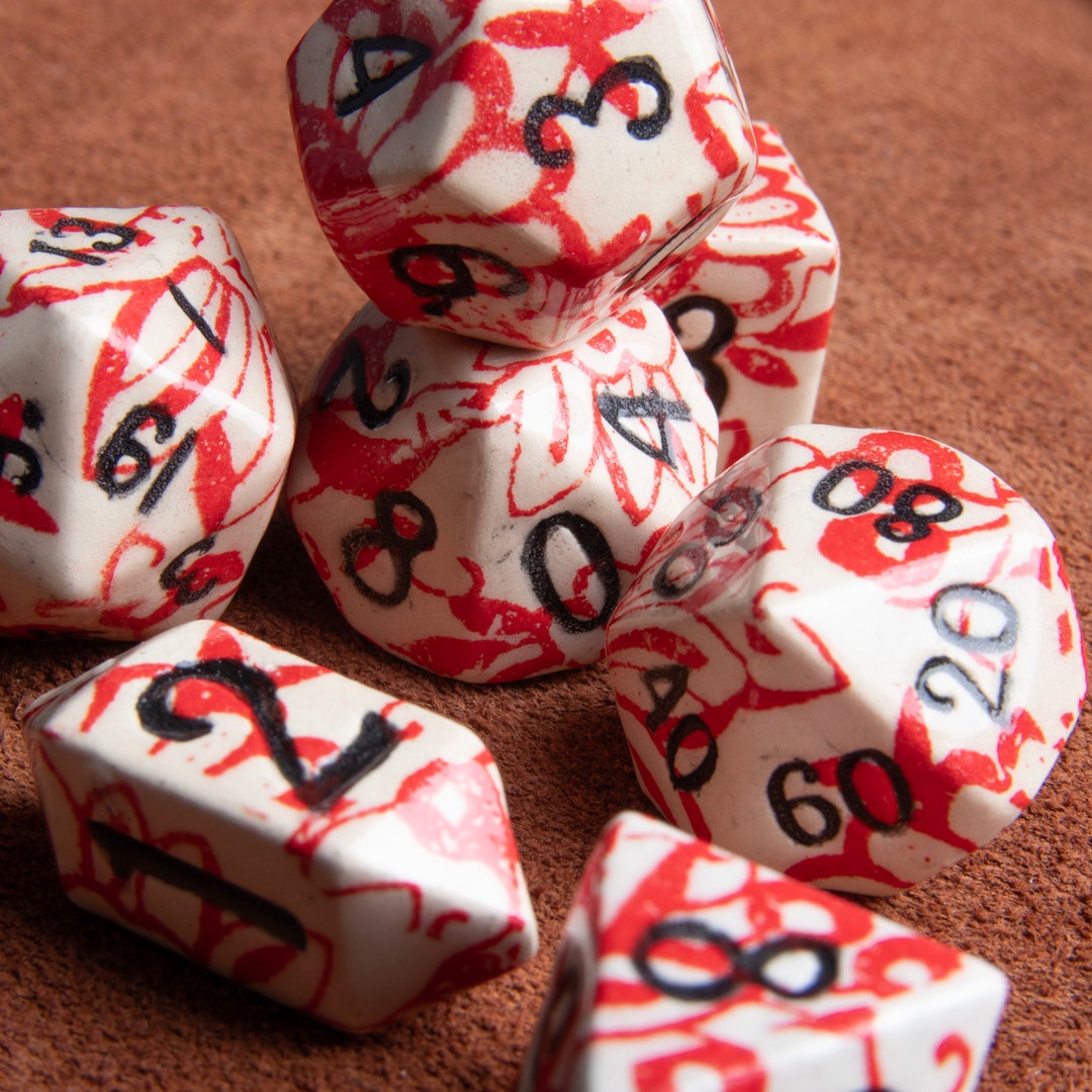 Ceramic Polyhedral Dice full Set Red Sunflowers - Etsy