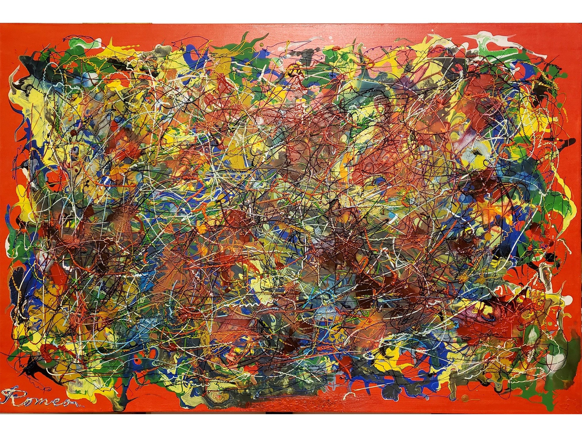 Visual Red Art, Pollock in Your House, Multi Colors, Super Gift for ...