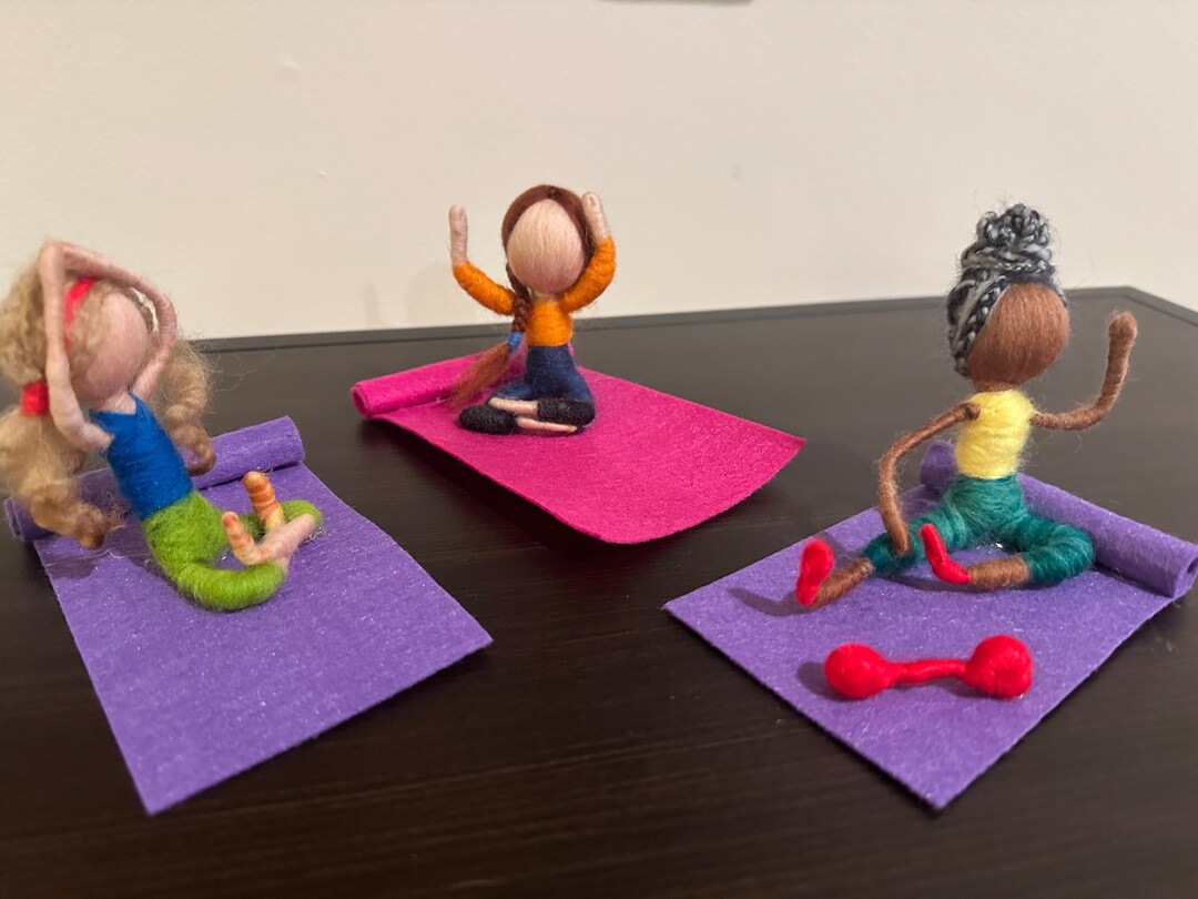 Girl on the Mat- Felt Needling Handmade Decorations for Yoga, Pilates ...