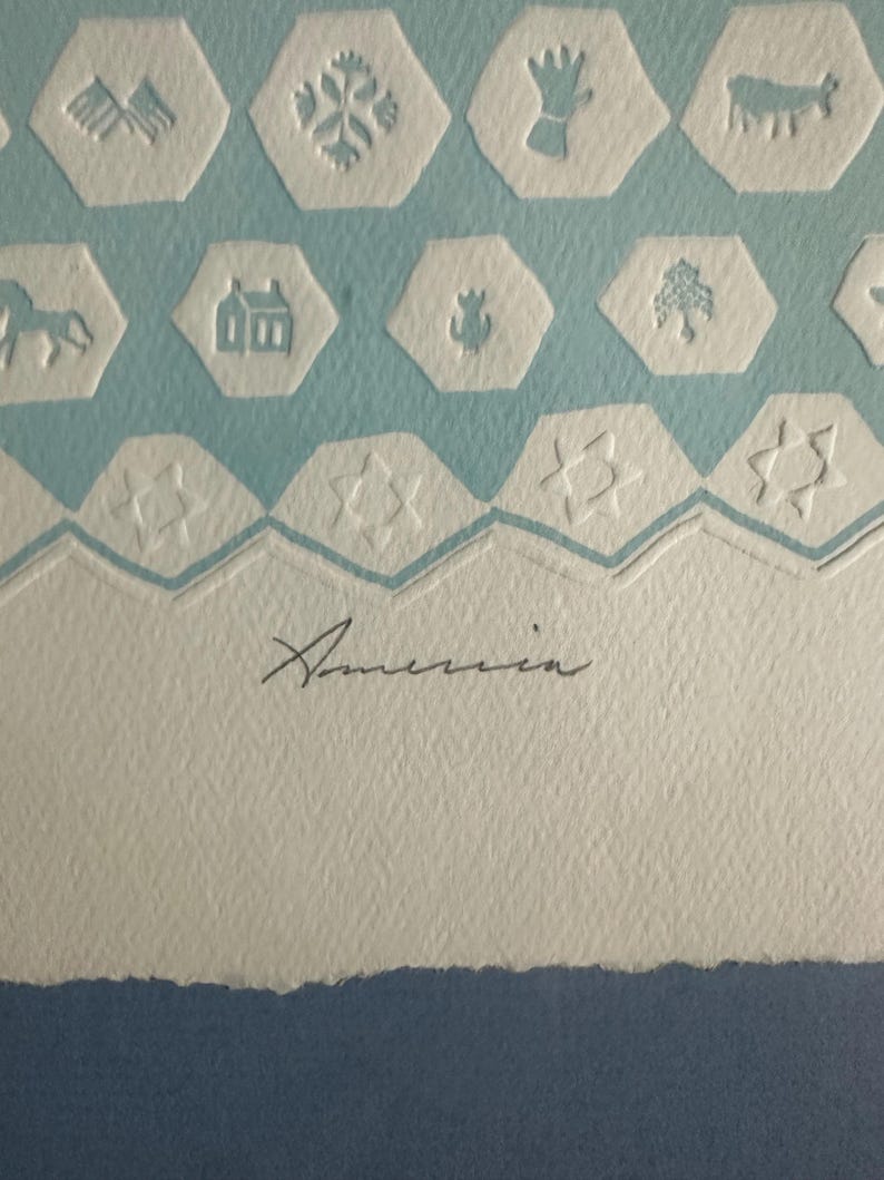 Vintage Mary Rutherford Embossed Quilt Art america Original Signed and ...