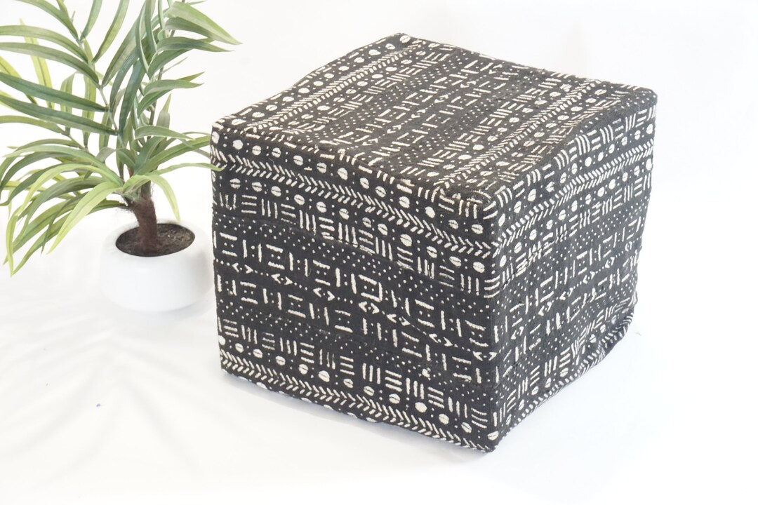 Custom Square Pouf Ottoman - Mud Cloth Pouf Ottoman - Fabric Pouf ...