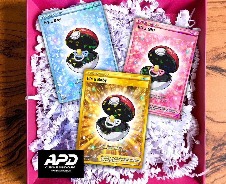 Pokemon Pregnancy Card, Pokemon Gender Reveal, Custom Pokemon Card ...