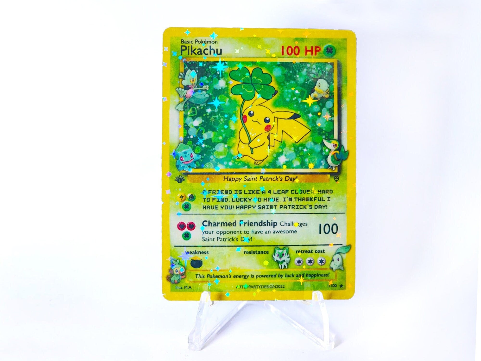 Saint Patrick's Day Pikachu Card, Custom Pokemon Card, Saint Patricks ...