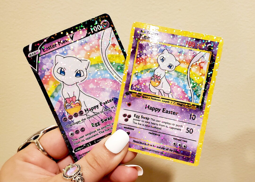 Pokemon Easter Card, Pikachu Easter, Mew Card, Custom Pokemon Card ...