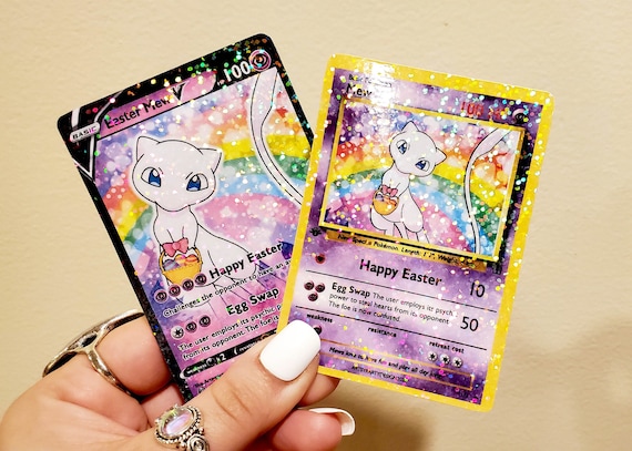 Pokemon Easter Card Pikachu Easter Mew Card Custom Pokemon | Etsy