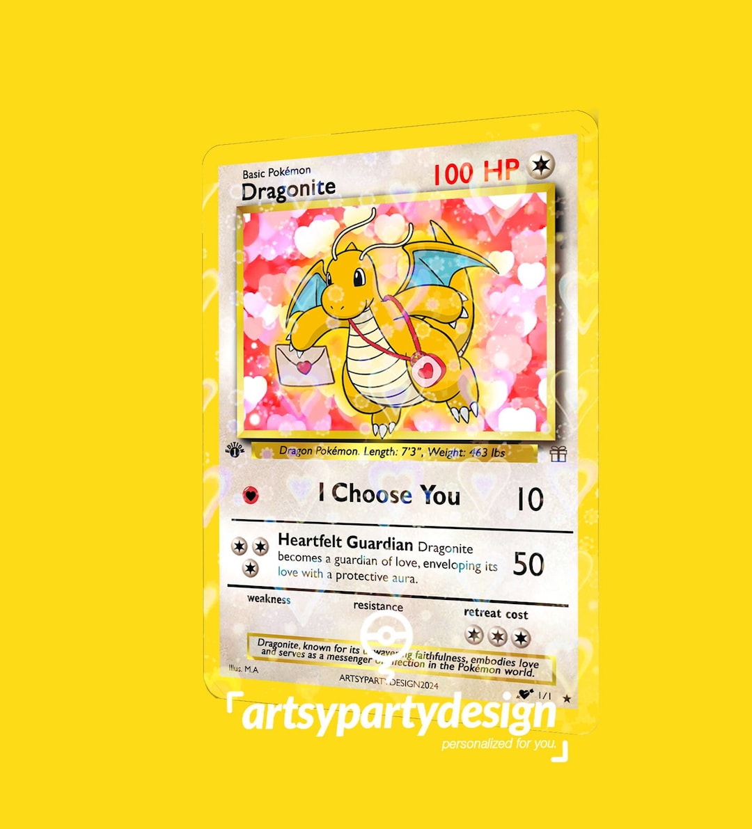 Pokemon Valentine Card , Dragonite Anniversary Card, Pokemon Valentine ...