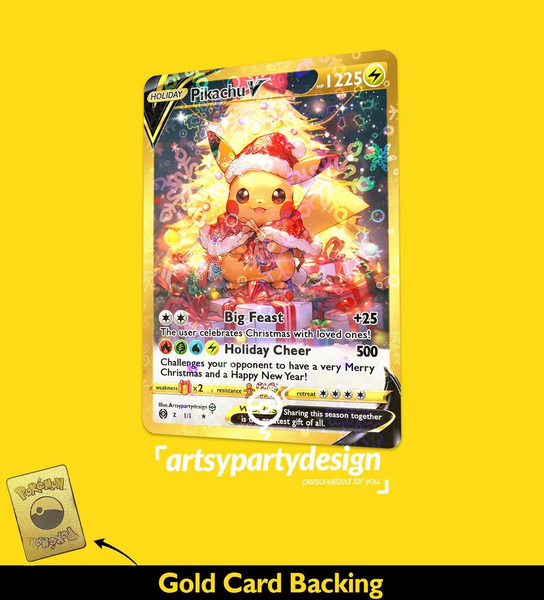 Pikachu Christmas Card, Pokemon Christmas Card, Pikachu Holiday Card ...