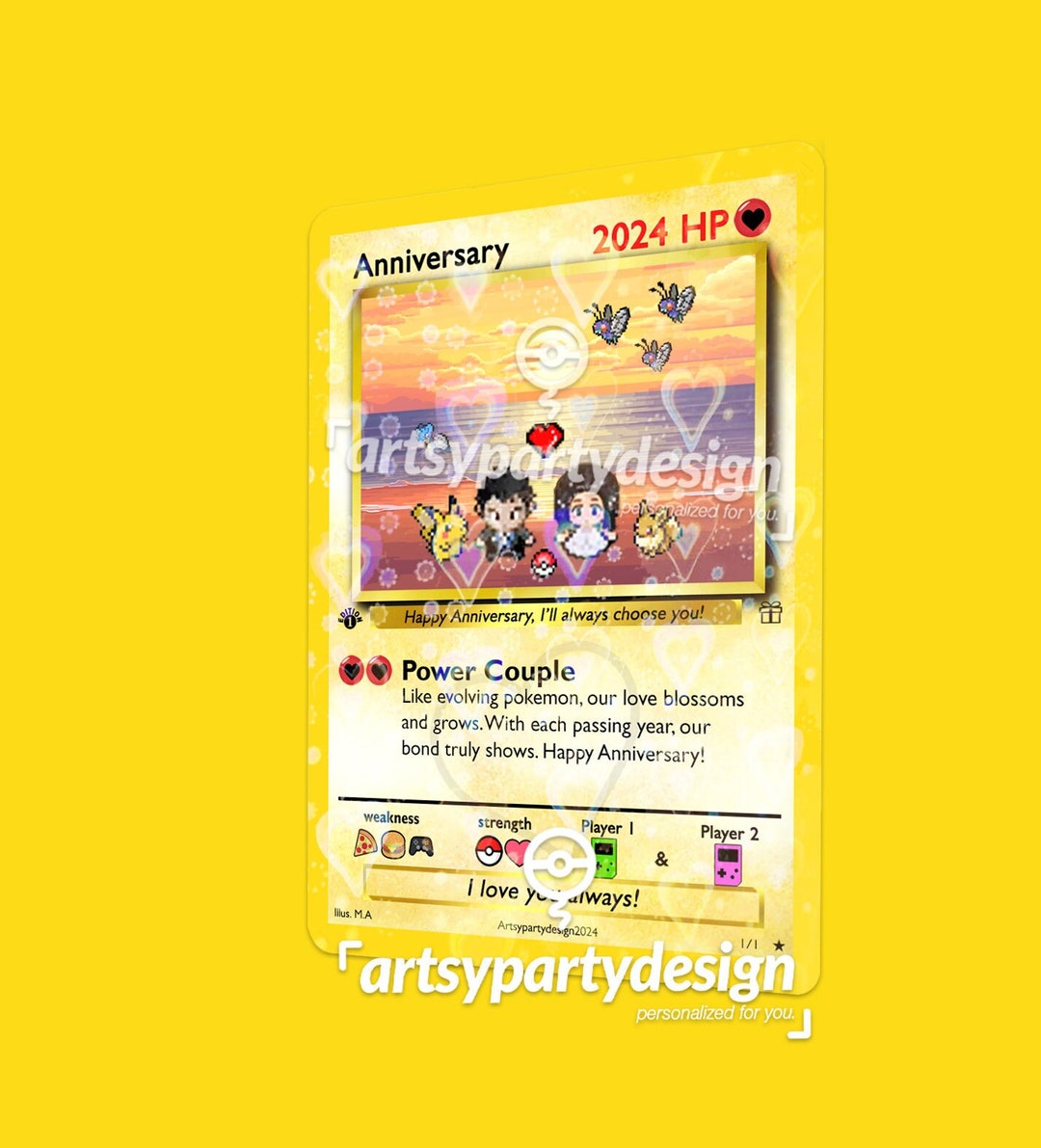 Pokemon Anniversary Card, Pokemon Valentines Day Card, Custom Pokemon ...