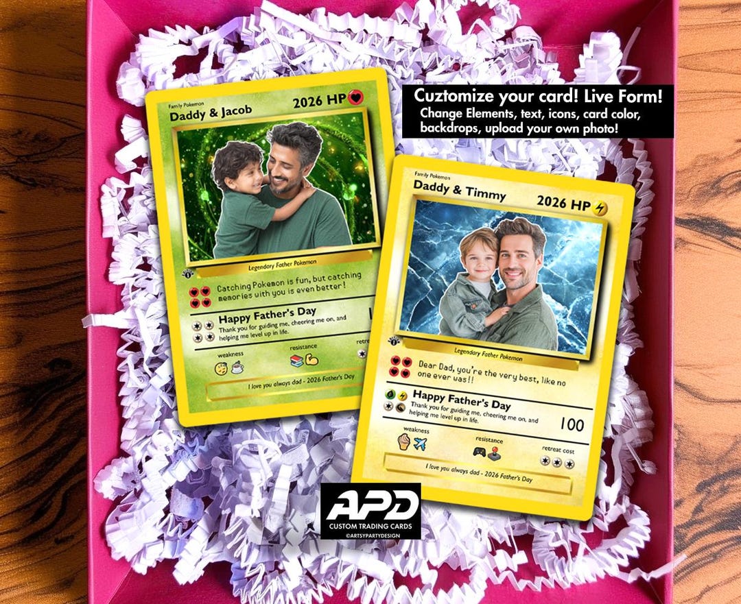 Custom Trading Card, Pokemon Father's Day Card, Father's Day Gift ...