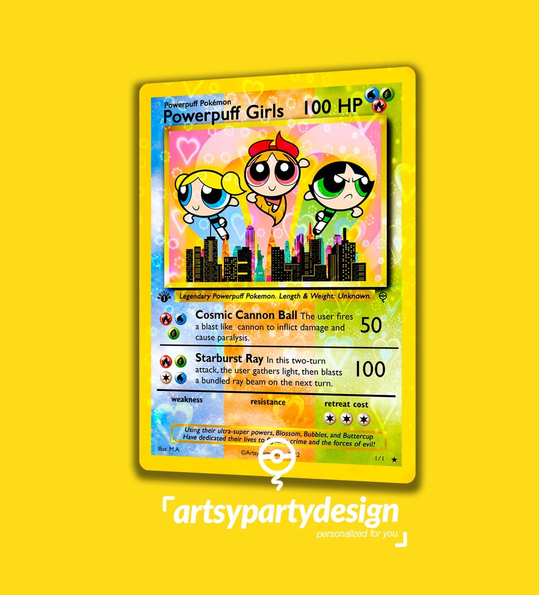 Powerpuff Girls Pokemon Card, Custom Pokemon Card, Pokemon Gift ...