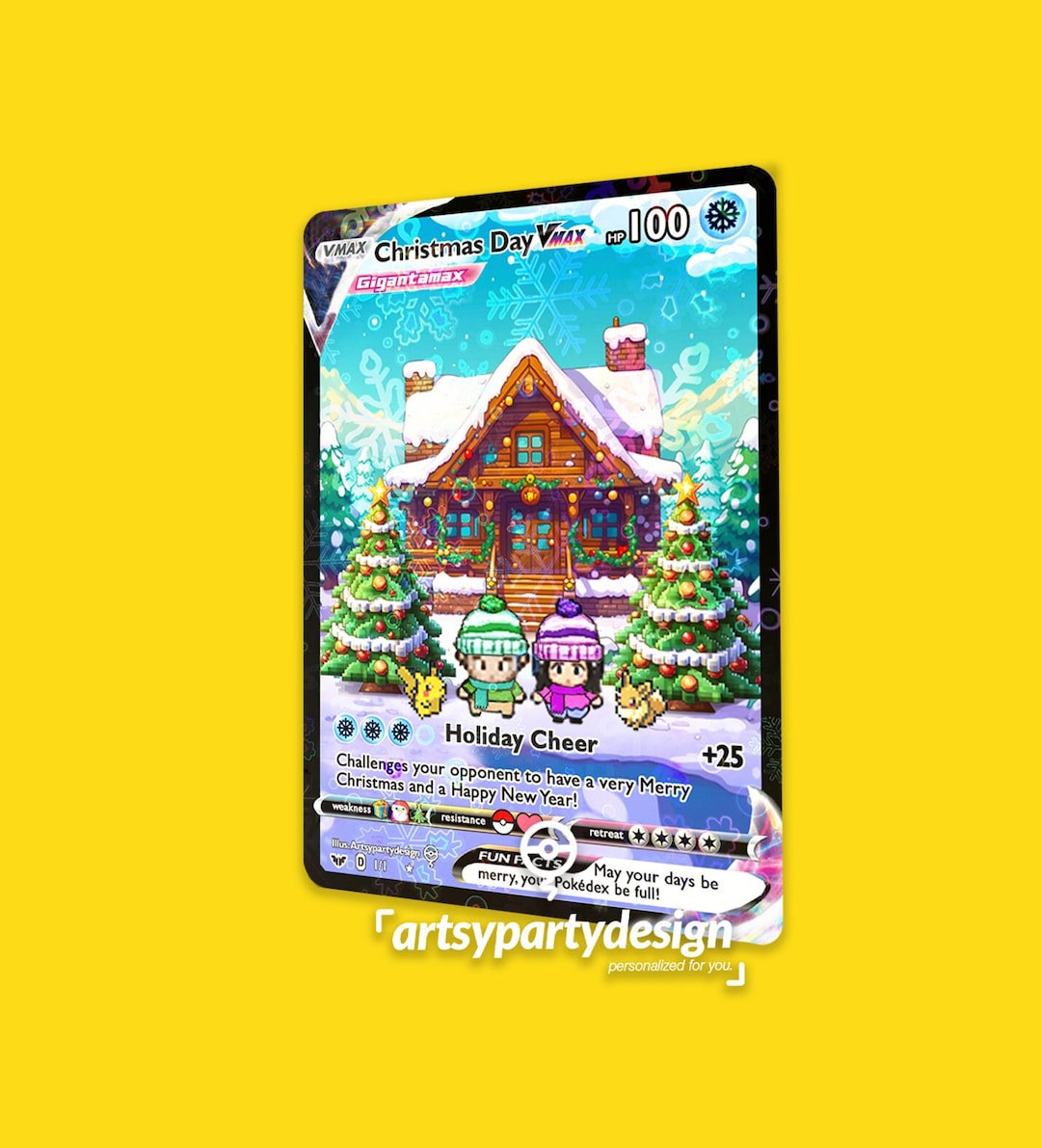 Custom Christmas Pokemon Card, Pokemon Christmas Card, Gift for Him or ...