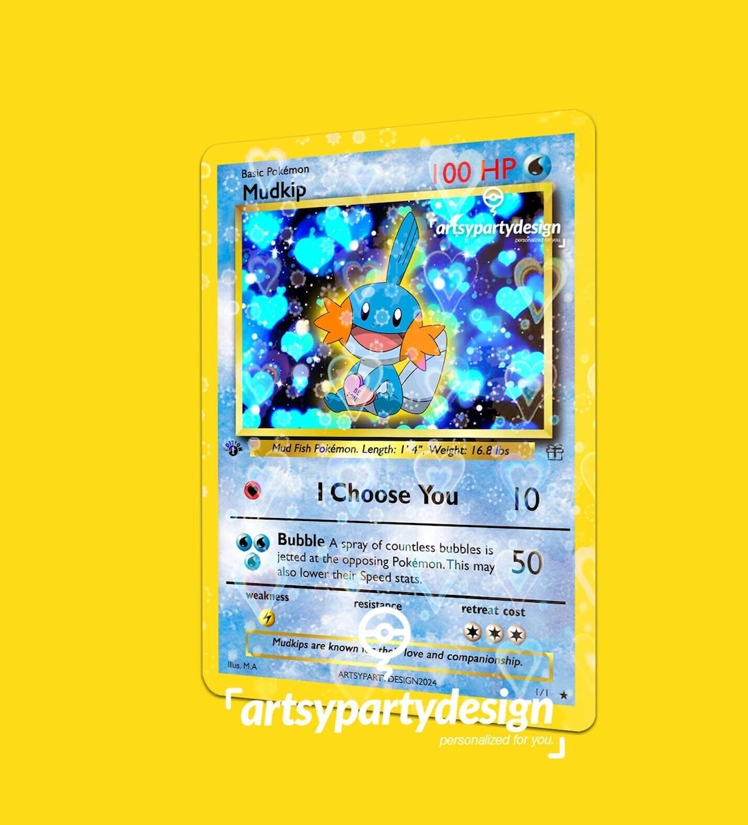 Mudkip Custom Card, Pokemon Anniversary Card, Pokemon Valentine Card ...