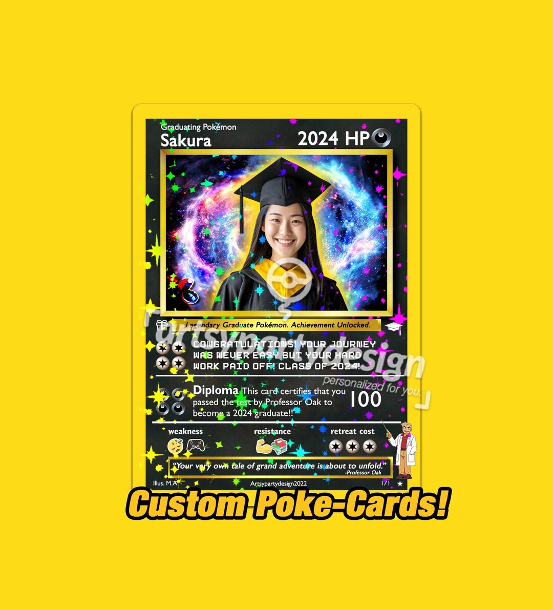 Pokemon Custom Card, Pokemon Graduation Card, Pokemon Holographic Card ...