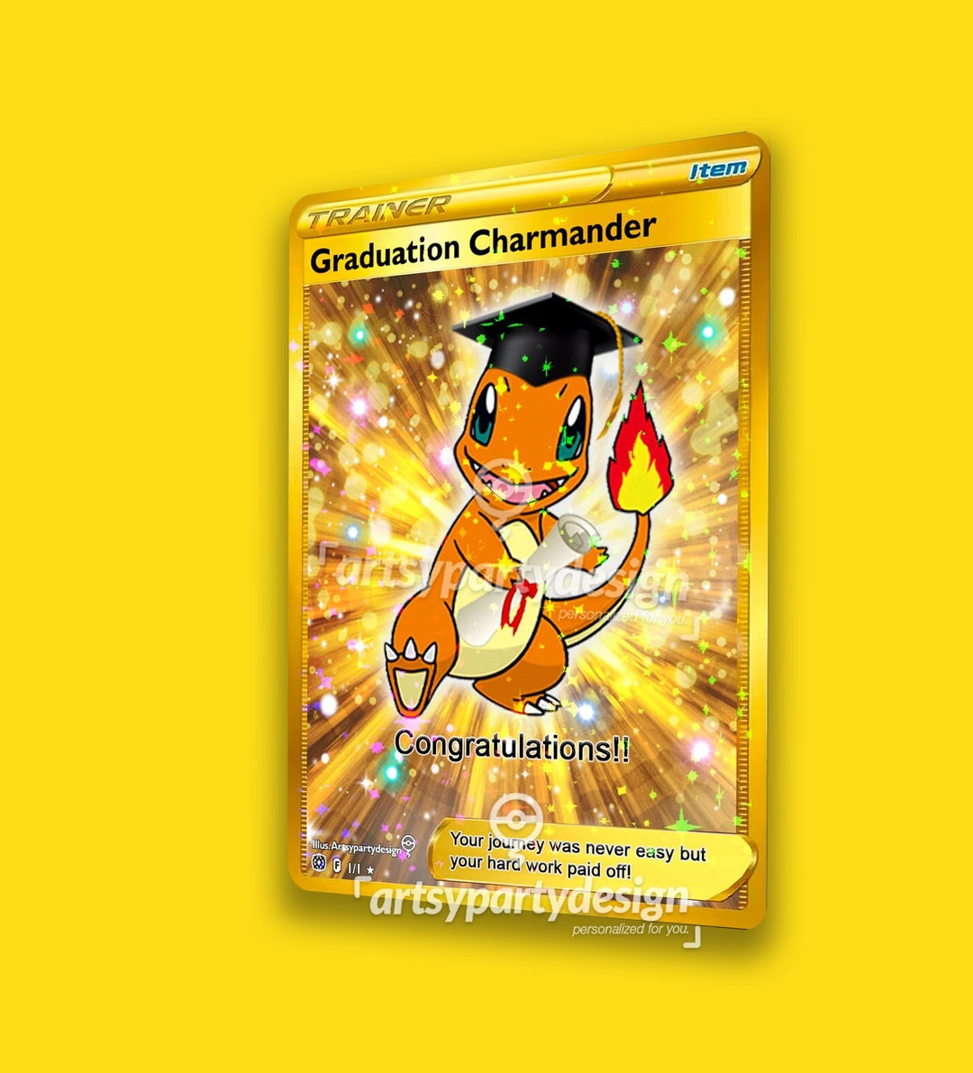 Charmander Graduation Card, Pikachu Graduation, Pokemon Graduation Card ...