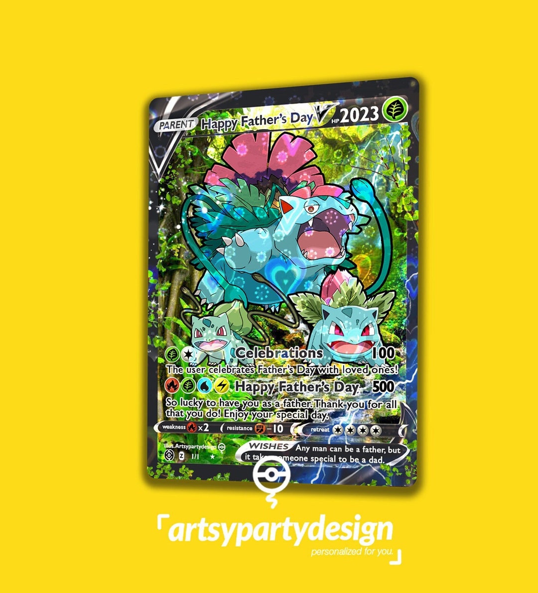 Pokemon Fathers Day Card, Pokemon Fathers Day Gift, Pokemon Custom Card ...