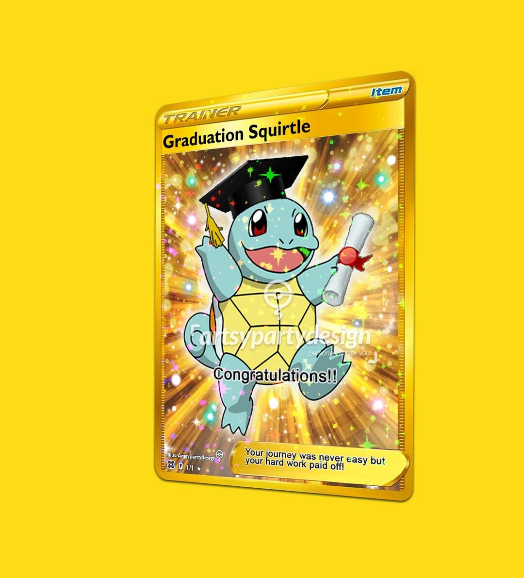 Squirtle Graduation Card, Pikachu Graduation Gift, Pokemon Graduation ...