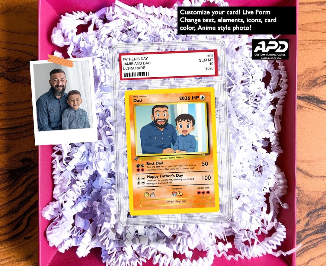 Holographic Custom Trading Card, Pokemon Father's Day Card, Father's ...