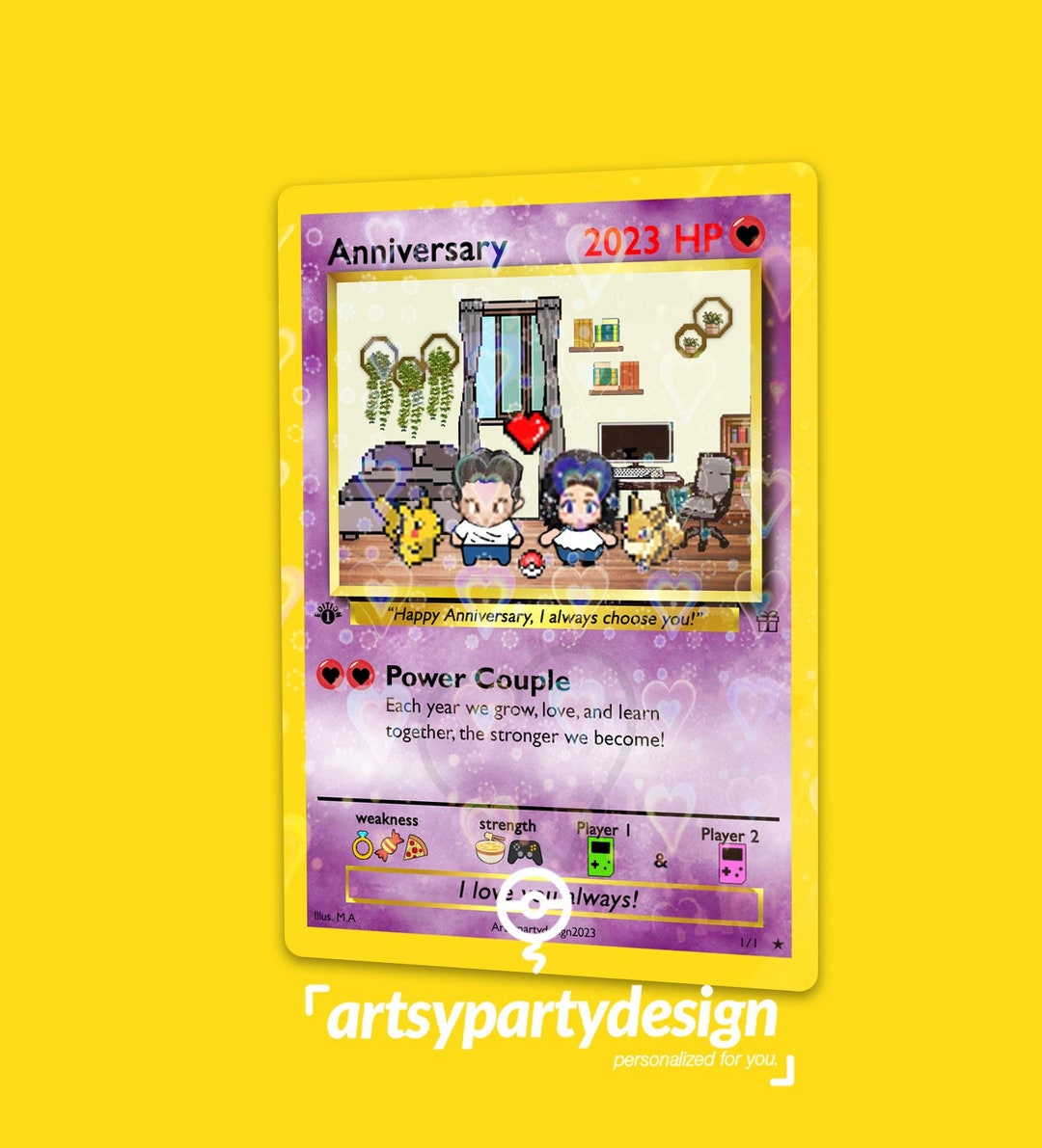 Pokemon Anniversary Card, Pokemon Valentines Day Card, Custom Pokemon ...