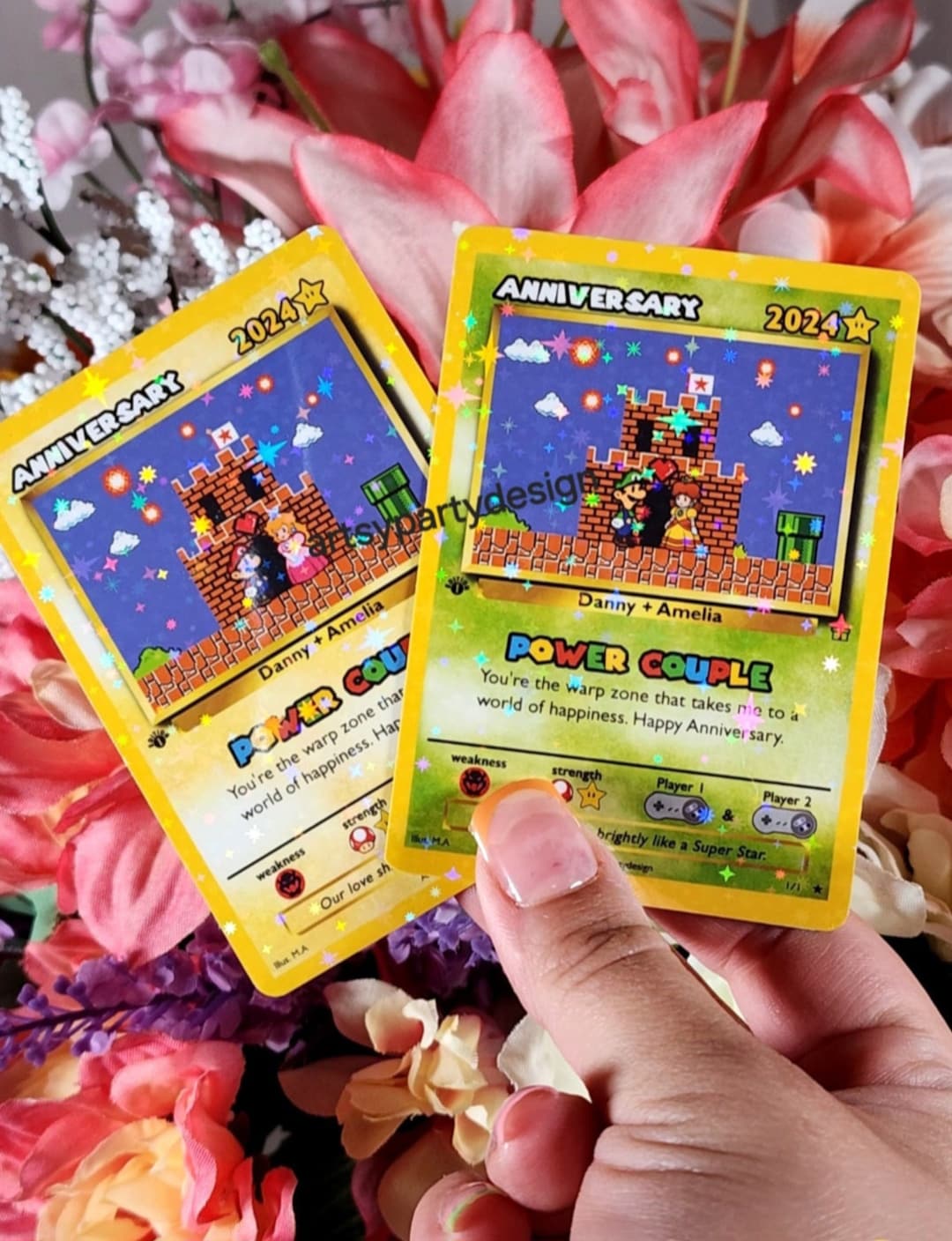 Mario Anniversary Card, Mario Valentine's Card, Custom Pokemon Card ...