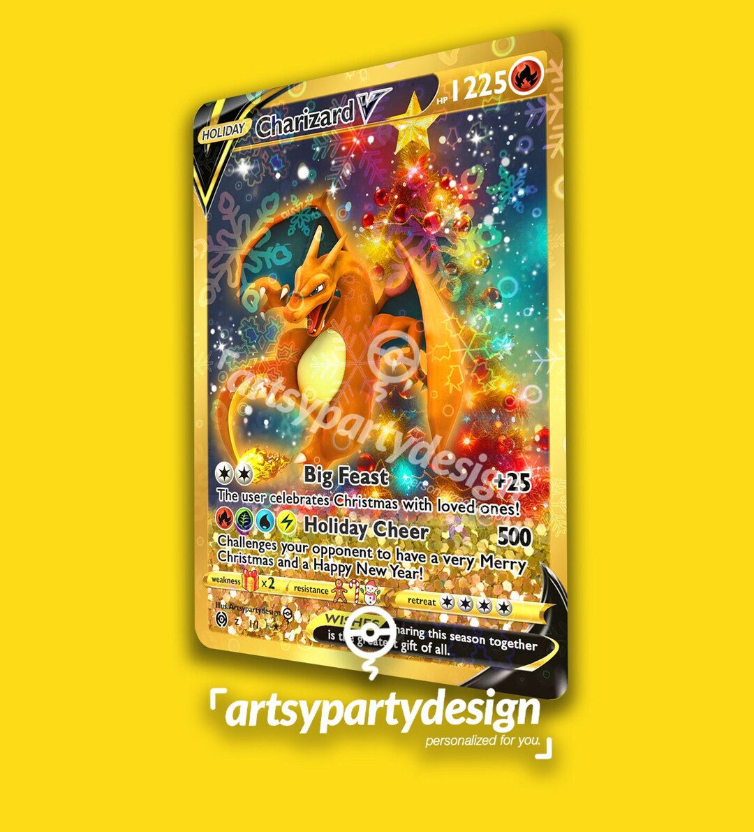 Charizard Christmas Card, Charizard Pokemon Card, Pokemon Christmas ...