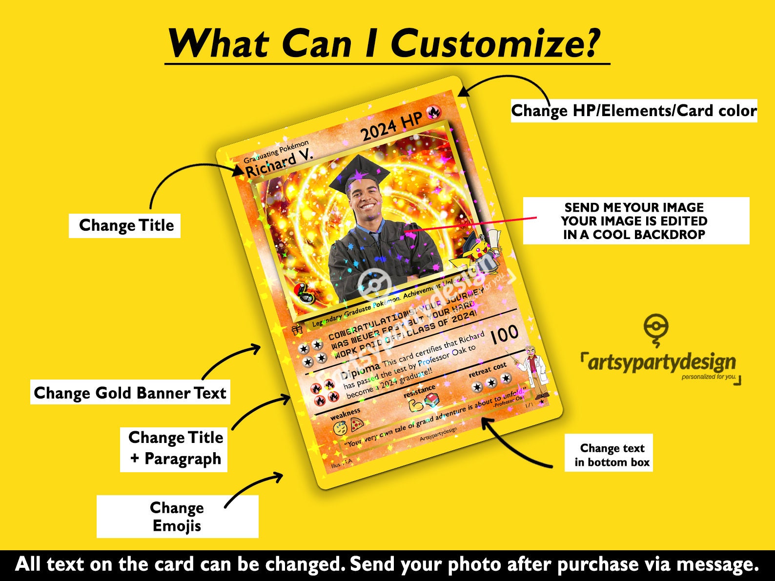 Pokemon Custom Card, Pokemon Graduation Card, Pokemon Holographic Card ...