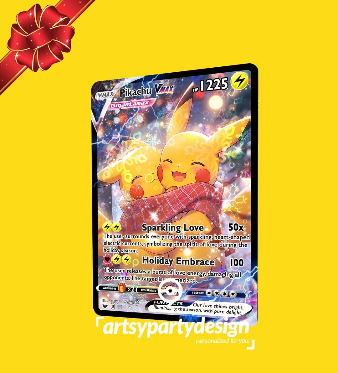 Pikachu Christmas Card, Pokemon Christmas Card, Pikachu Holiday Card ...