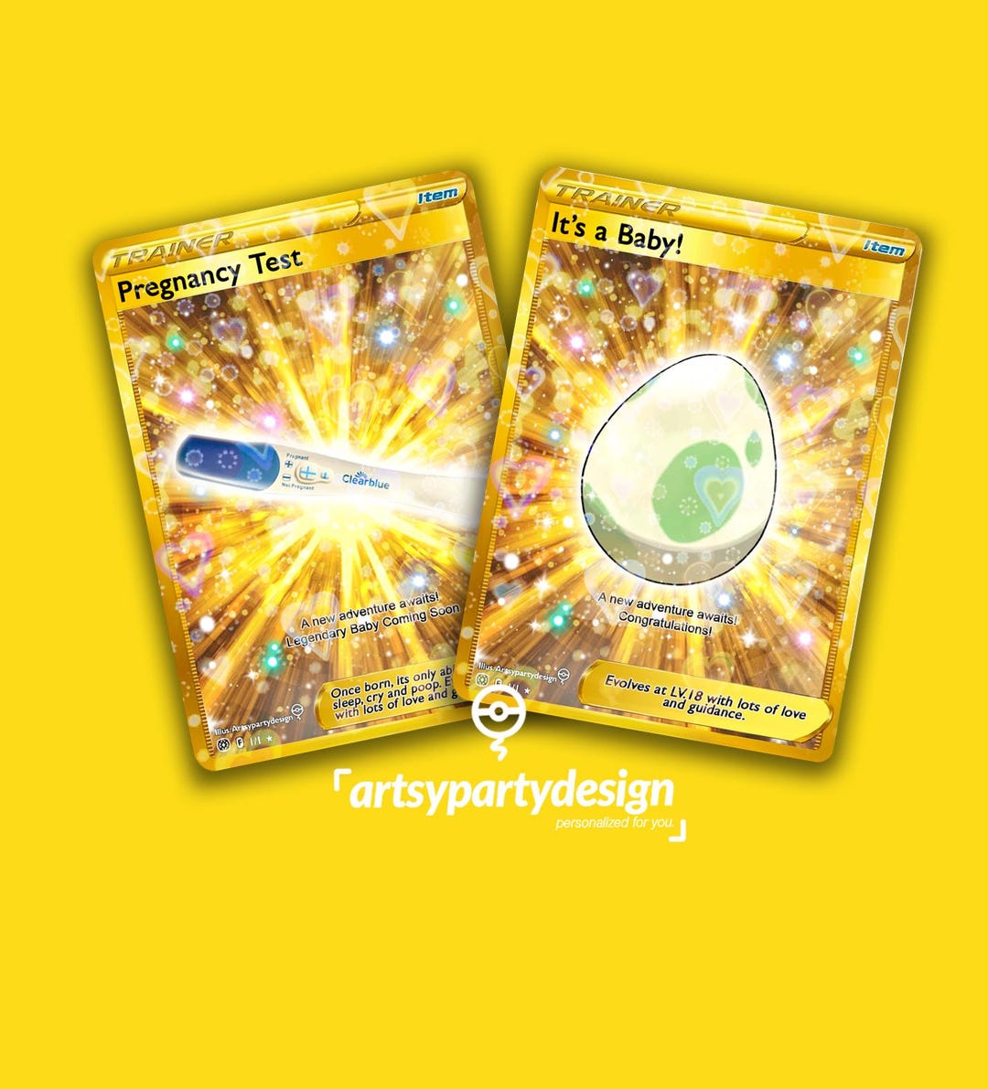 Pokemon Pregnancy Card, Pokemon Anniversary Card, Custom Pokemon Card ...