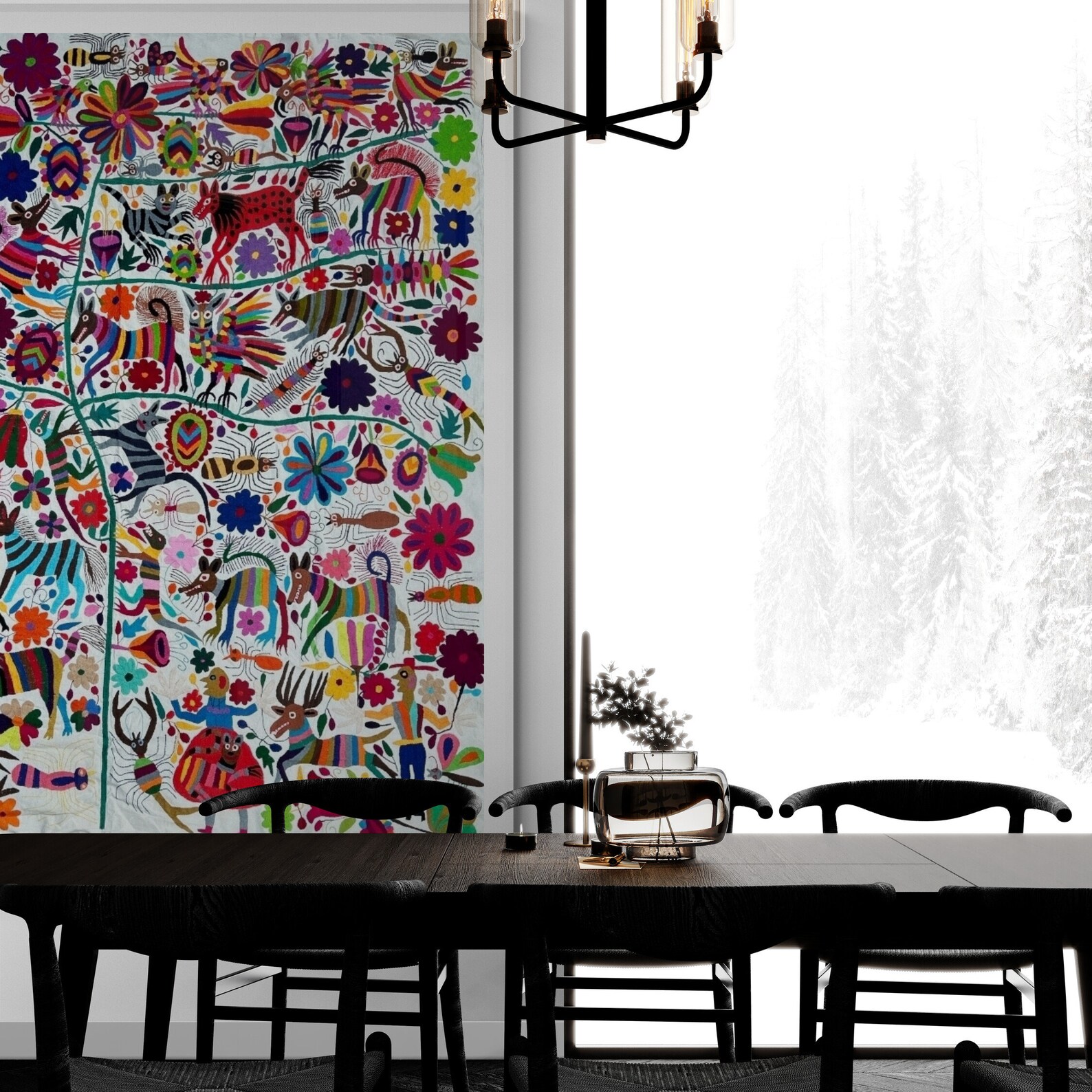 Wall Art, Hand Embroidered Wall Decor, Mexican Otomi Embroidery, Gift ...