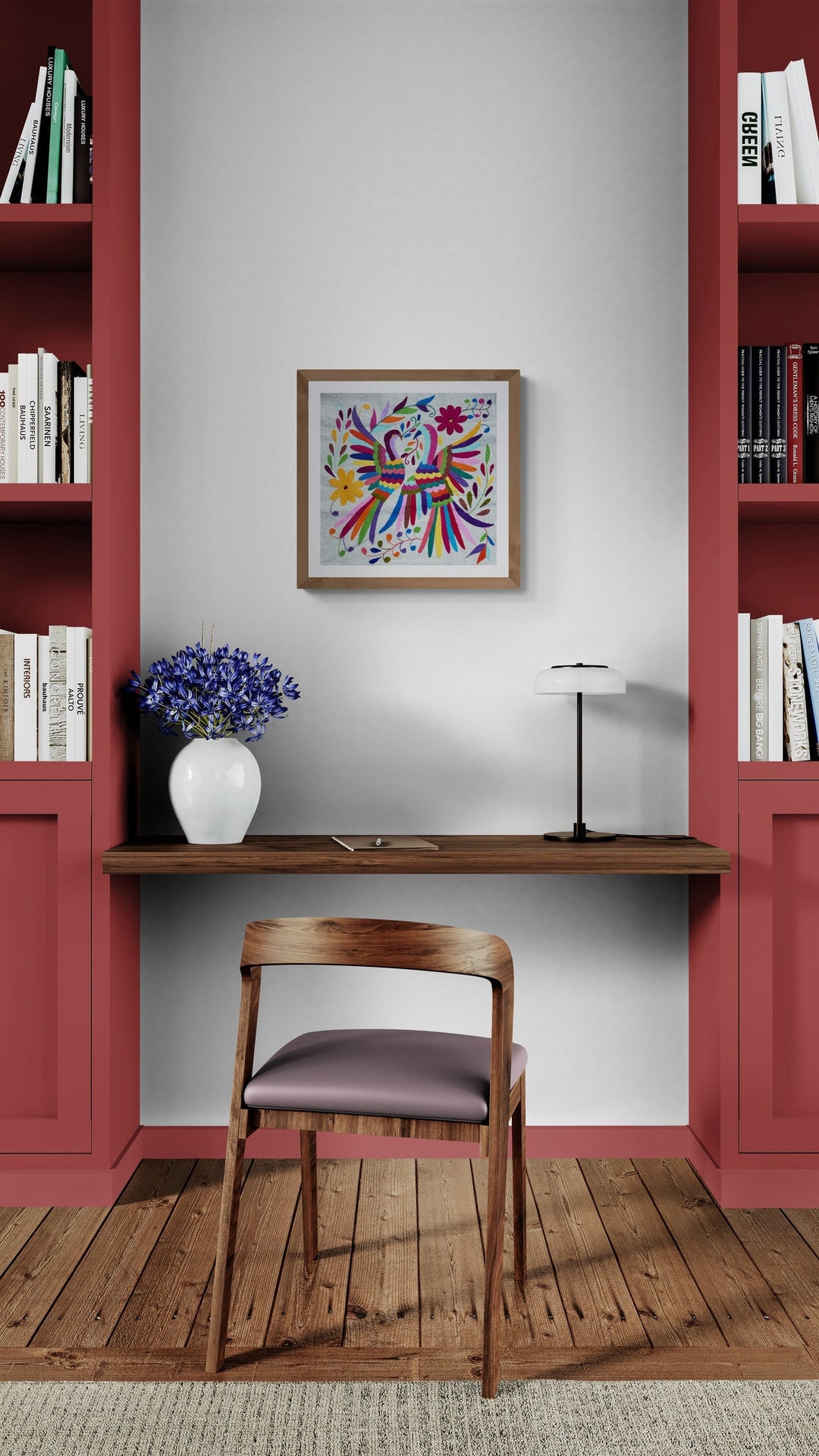 Hand-embroidered Mexican Otomi Wall Art – Rainbow & Ivory (18"x18 ...