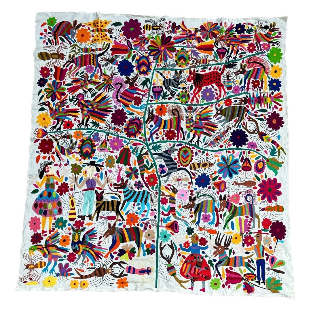 Wall Art, Hand Embroidered Wall Decor, Mexican Otomi Embroidery, Gift ...