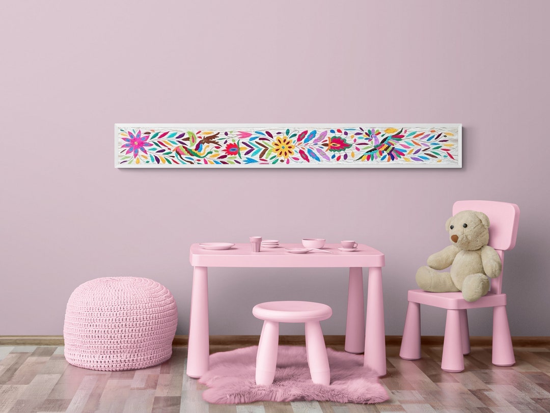 Hand-embroidered Mexican Otomi Runner – Rainbow & White, Boho Chic ...