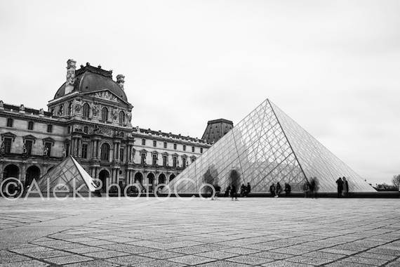 The Louvre Black and White Photography Print Paris France - Etsy