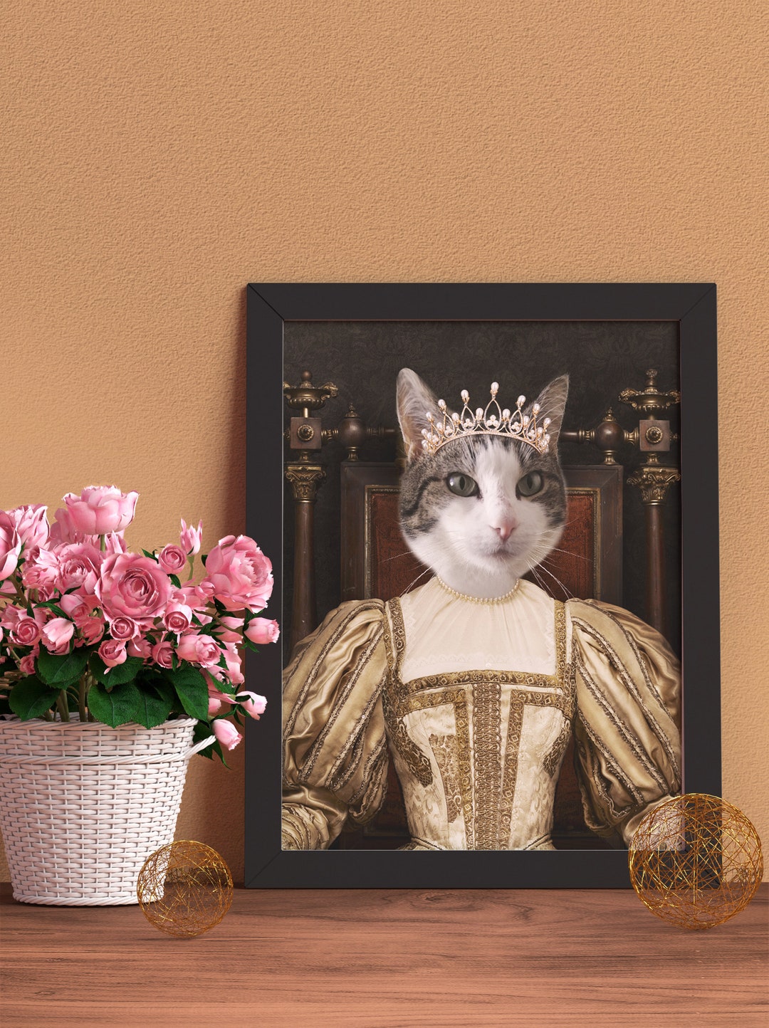 Custom Cat Portrait Royal Pet Portrait Custom Queen Regal - Etsy