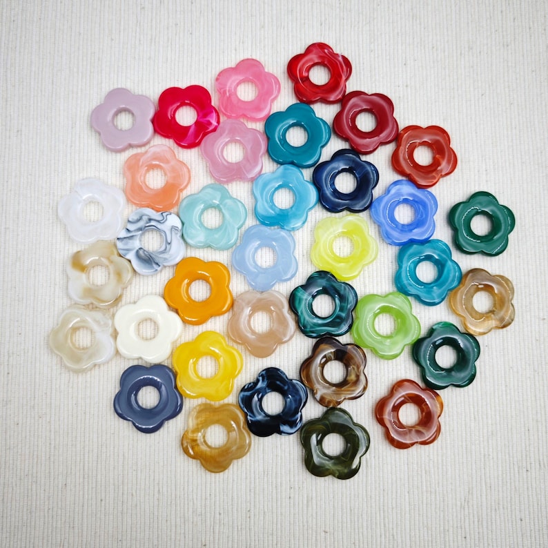 10 Pcs Flower Resin Charms, Acrylic Hollow Floral Pendants for Jewelry ...