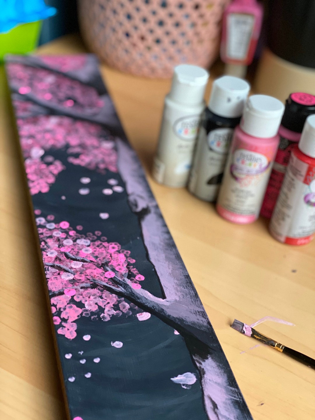 Original Sakura Panel Painting - Etsy