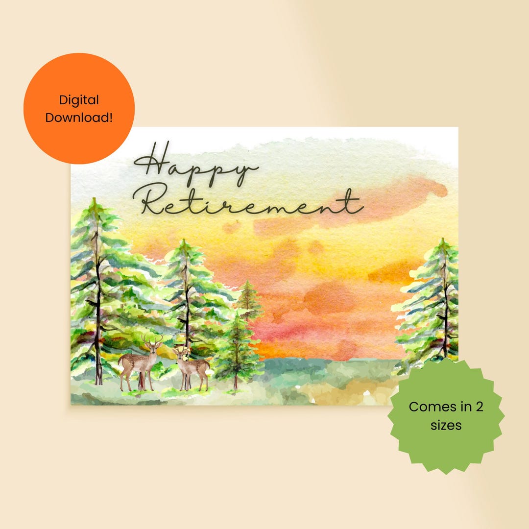 Printable Watercolor Sunset Retirement Card - Etsy
