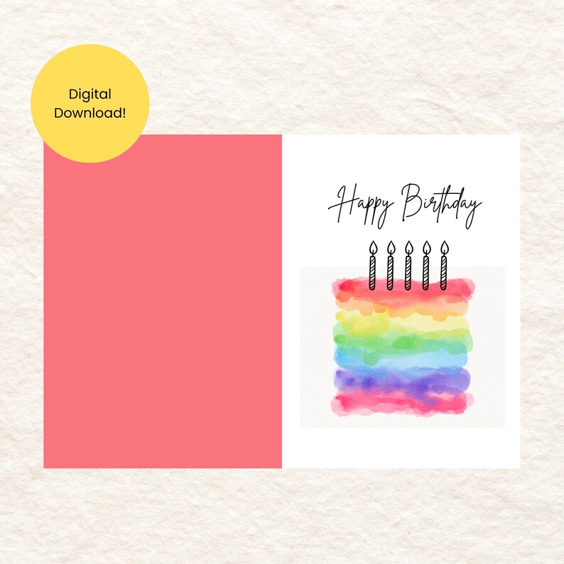 Printable Happy Birthday Cake Card - Etsy