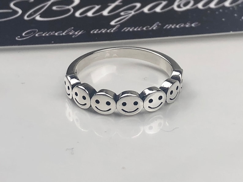 Smiley Faces Ring 925 Sterling Silver Ring - Etsy