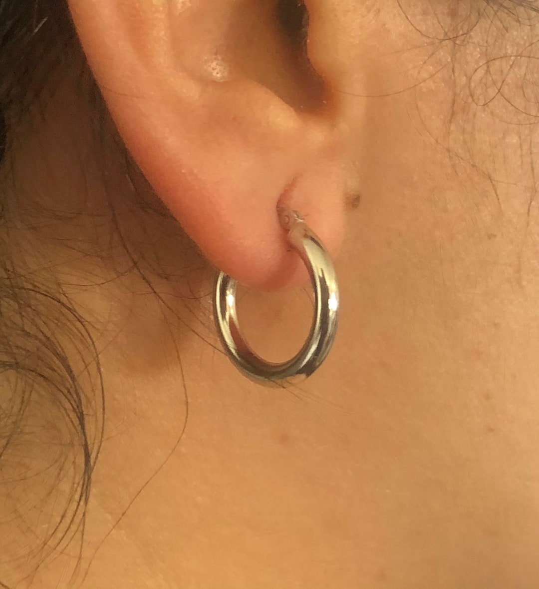 Aretes de aro forma redonda lisa aros de plata de ley 925 - Etsy España