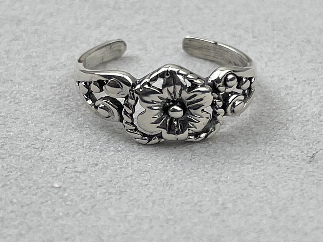 Flower Toe Ring Sterling Silver Toe Ring Adjustable Toe Ring - Etsy